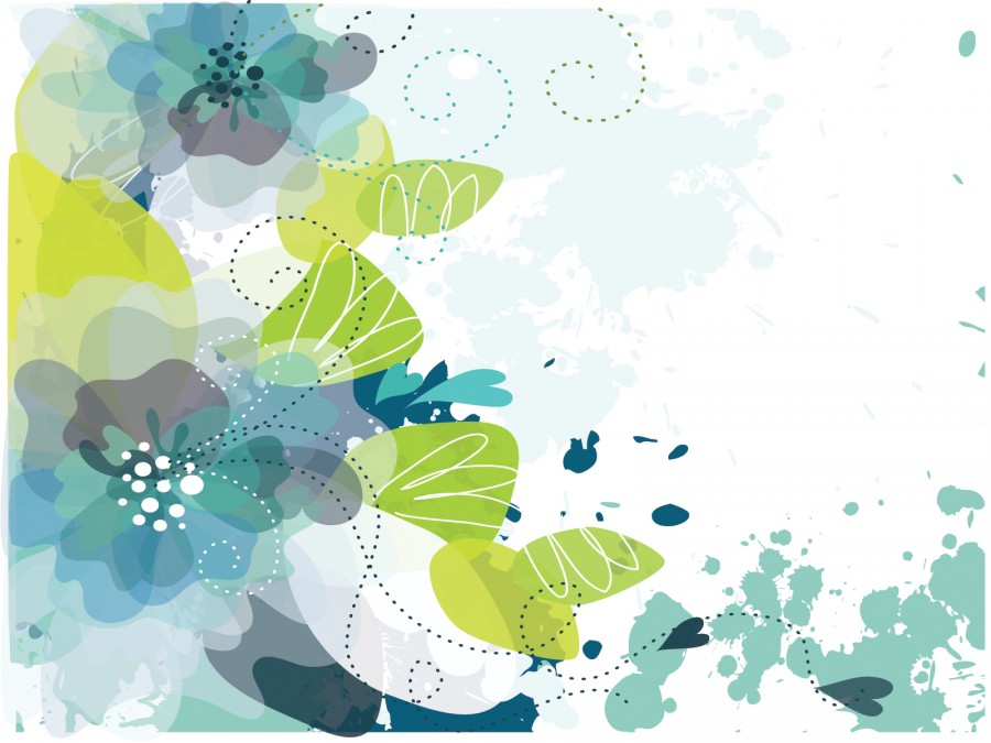 Blue Flourish Powerpoint Templates - Aqua / Cyan, Blue, Green, Lime ...