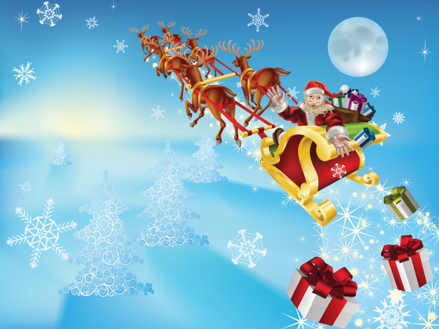 Santa Claus Powerpoint Templates - Aqua / Cyan, Blue, Christmas, Red ...