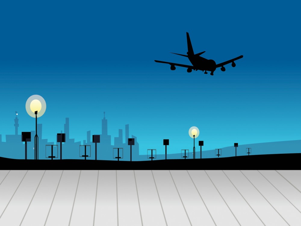Airport on Sky Powerpoint Templates - Blue, Car & Transportation ...