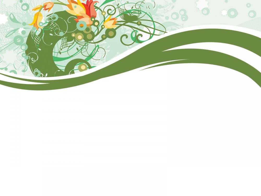Green Floral Orange Tulips Powerpoint Templates - Flowers Backgrounds