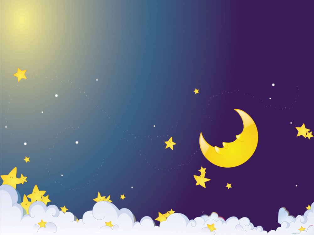 Illustrative Moon at Night Powerpoint Templates - Nature Backgrounds
