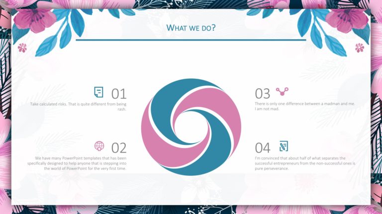 Pink Flower Frame Powerpoint Templates - Aqua / Cyan, Blue, Border ...