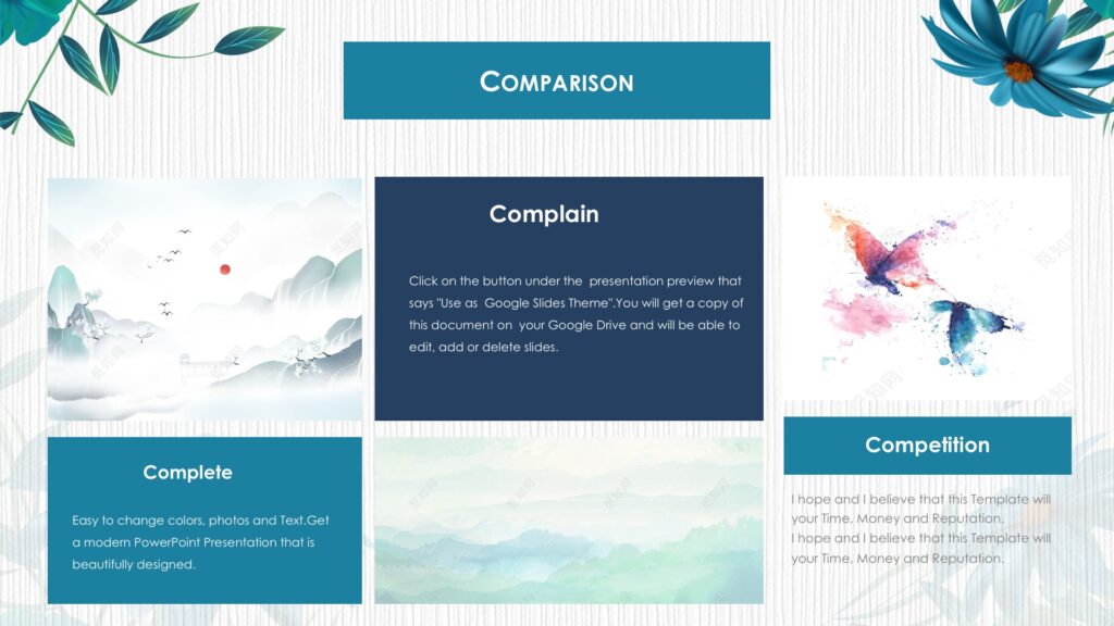 Daisy Flower Powerpoint Templates - Blue, Border & Frames, Flowers ...