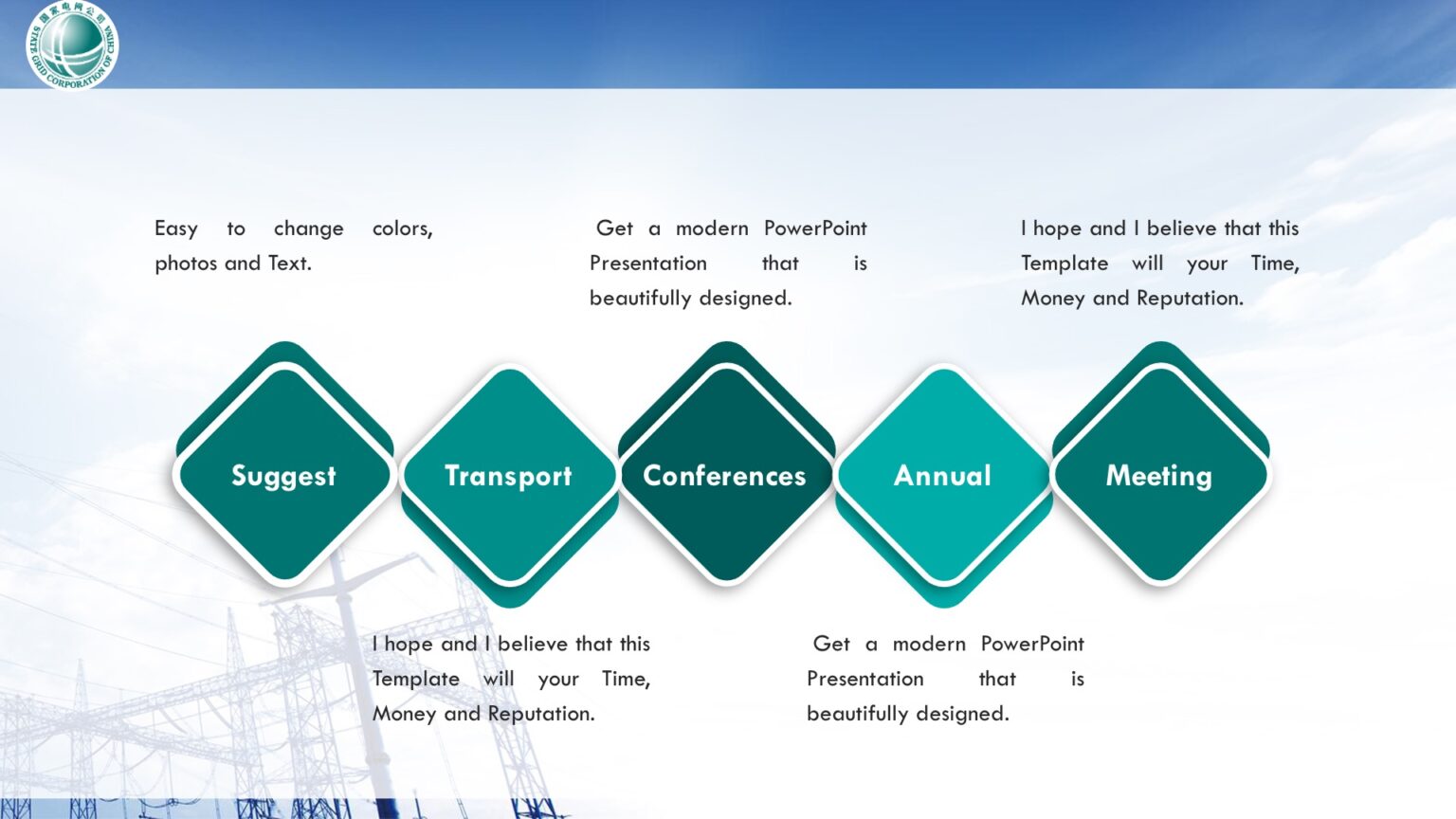 Electrical Industry Powerpoint Templates - Blue, Buildings & Landmarks ...