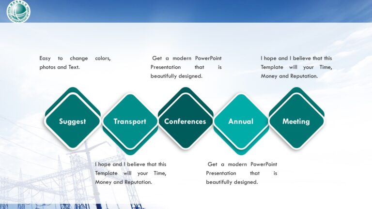 Electrical Industry Powerpoint Templates - Blue, Buildings & Landmarks ...