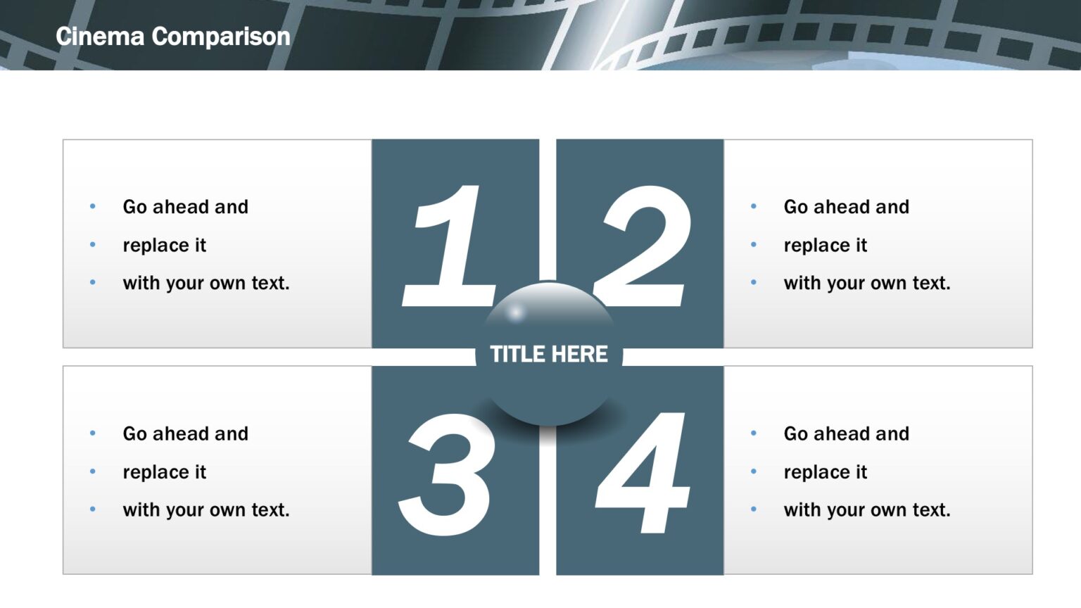 Cinema Comparison Powerpoint Templates - 3D Graphics, Aqua / Cyan ...