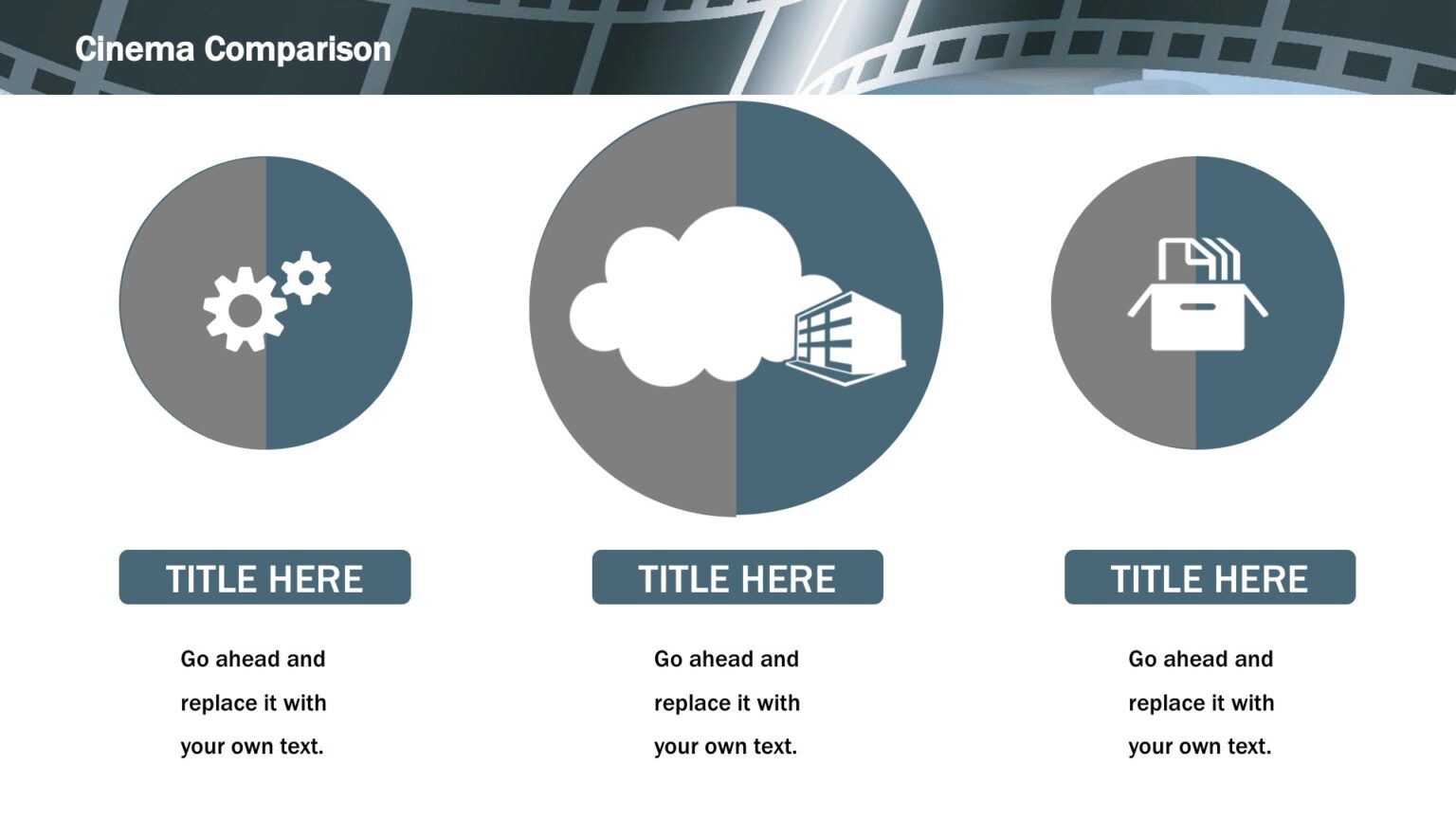 Cinema Comparison Powerpoint Templates - 3D Graphics, Aqua / Cyan ...