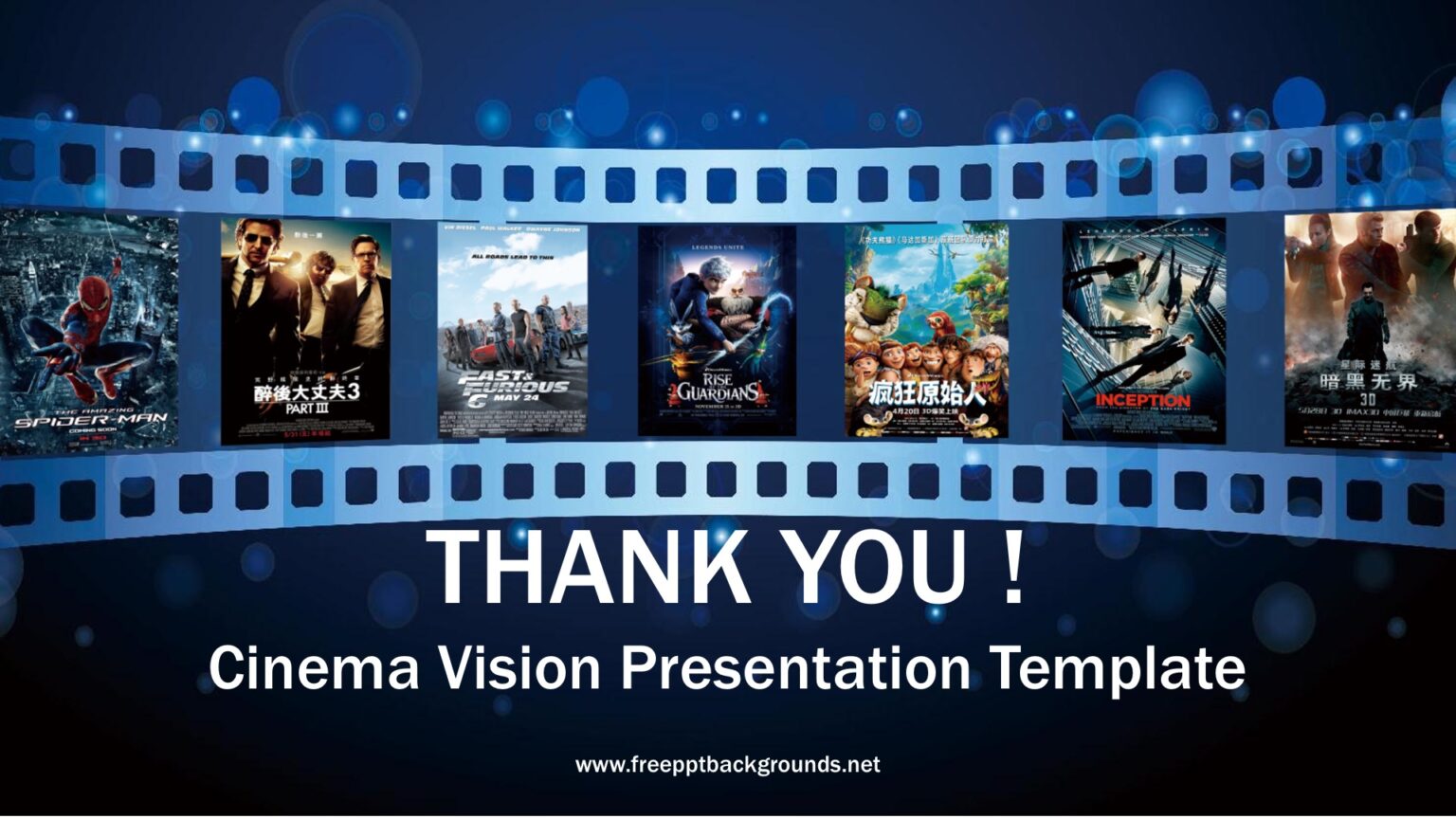 Cinema Vision Powerpoint Templates - 3D Graphics, Blue Backgrounds