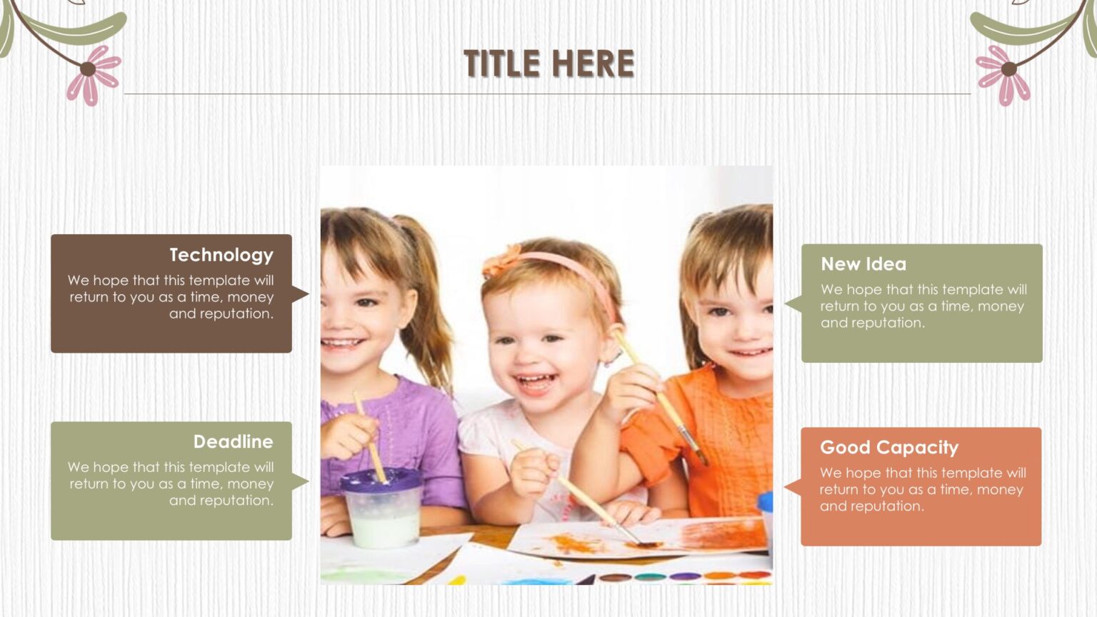 Flower Frame Powerpoint Templates - Border & Frames, Flowers Backgrounds
