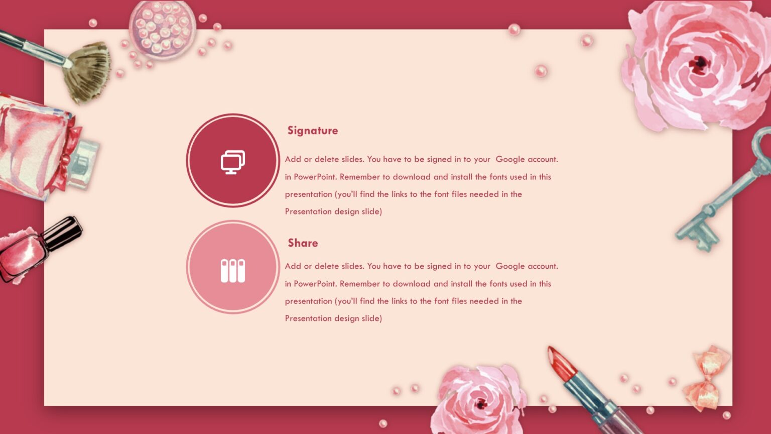 Pastel Makeup Powerpoint Templates - Arts, Beauty & Fashion, Red ...