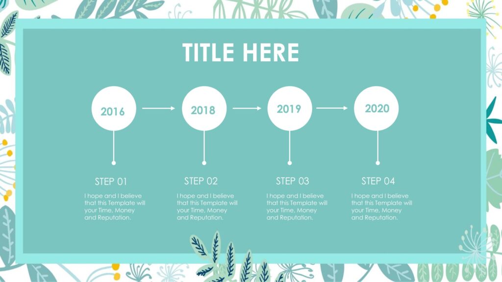 Flower Line Powerpoint Templates - Aqua / Cyan, Flowers, Green Backgrounds
