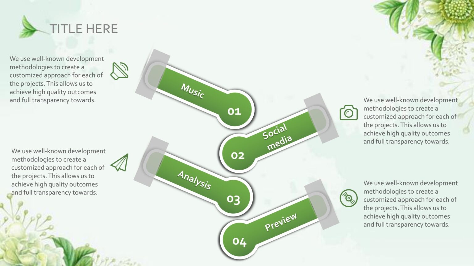 Organic Tea Powerpoint Templates - Food & Drink, Green Backgrounds